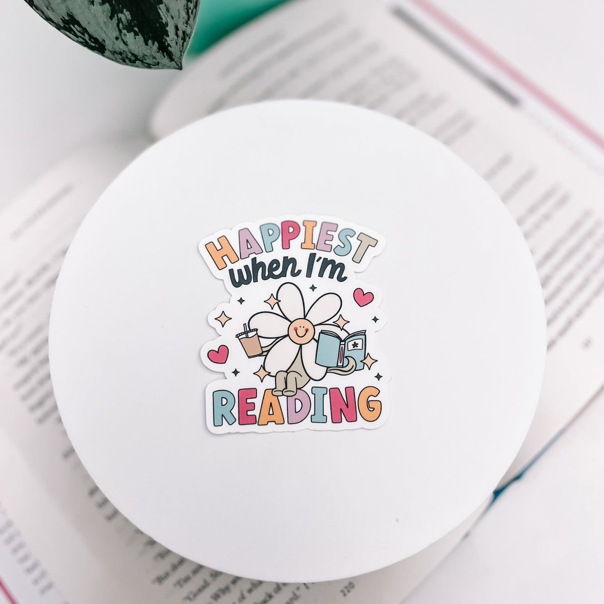 Happiest When I'm Reading Sticker – Painted Lavender
